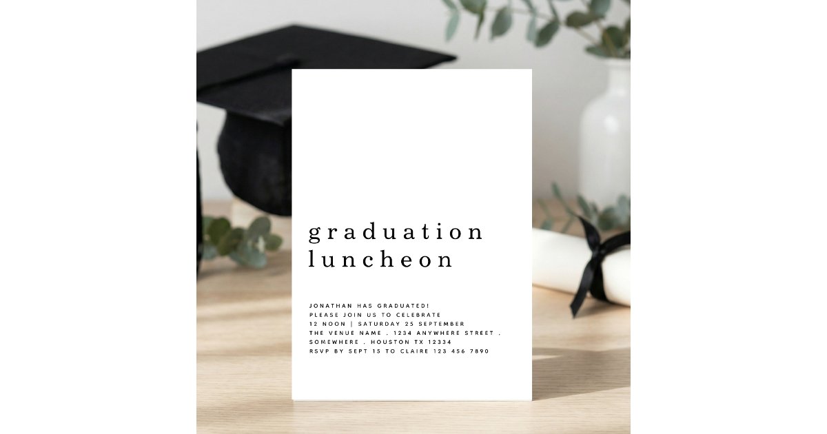 Minimalist Graduation Luncheon Invitation | Zazzle