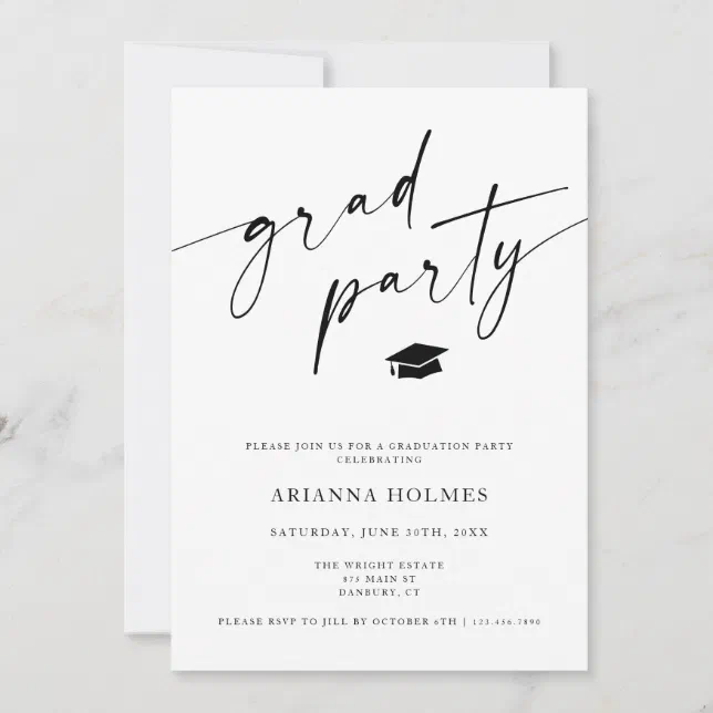 Minimalist Graduation Party Grad Party Invitation | Zazzle