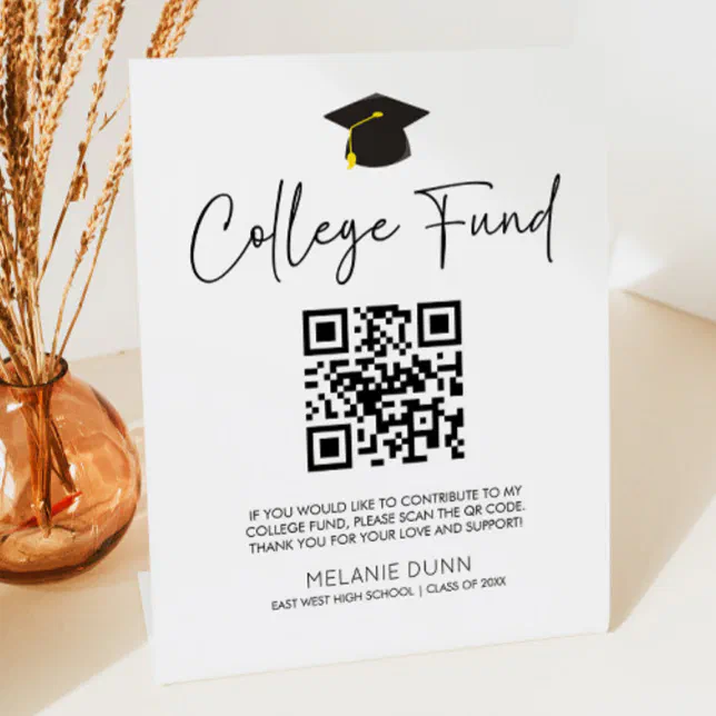 Minimalist Graduation QR Code College Fund Sign | Zazzle