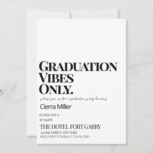 Minimalist 'Graduation Vibes Only Party Invitation | Zazzle