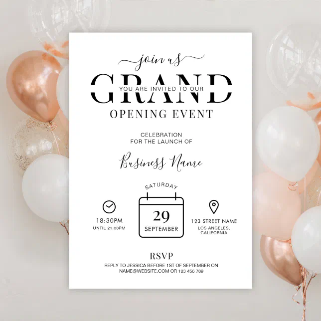 Minimalist Grand Opening Business Launch Invitation | Zazzle