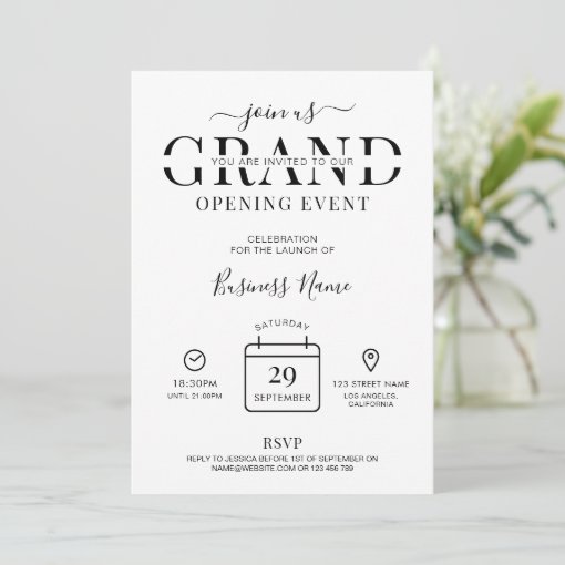 Minimalist Grand Opening Business Launch Invitation | Zazzle