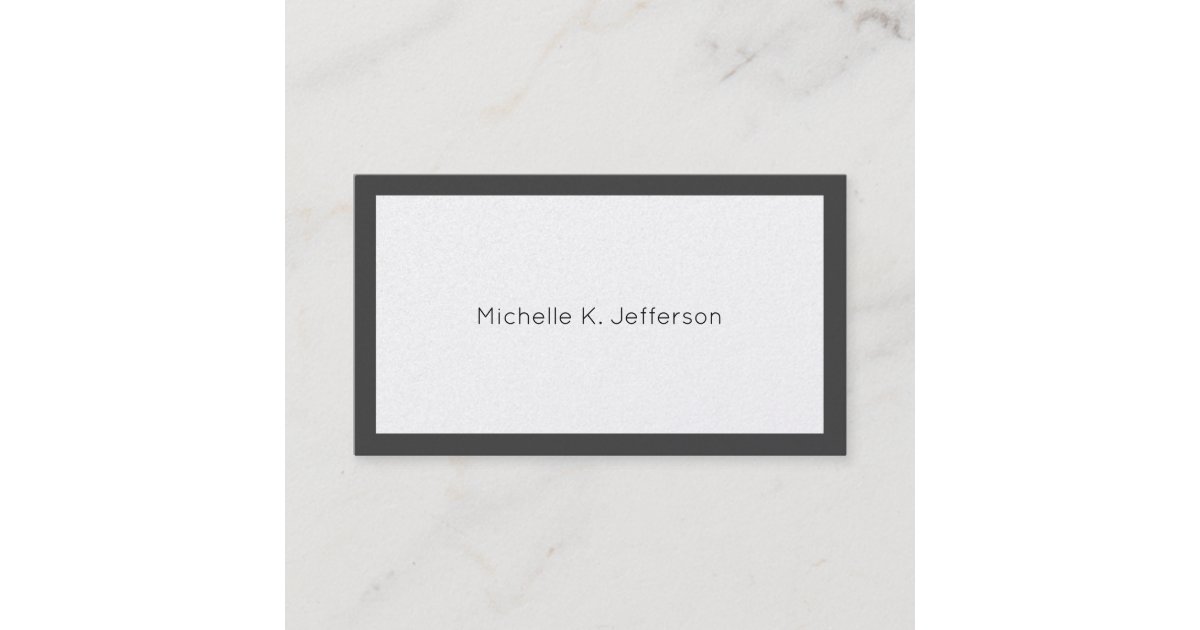 Minimalist Gray Border Business Card | Zazzle