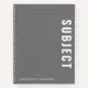 Minimalist Gray School Subject Student Name Notebook | Zazzle