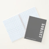 Minimalist Gray School Subject Student Name Notebook | Zazzle