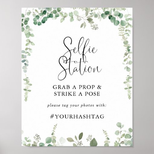Minimalist Green Eucalyptus Selfie Station Sign | Zazzle