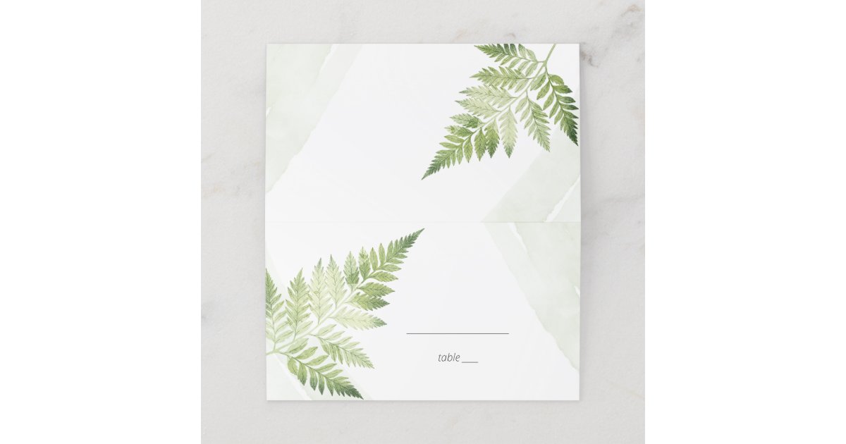 Minimalist Green Fern Place Card | Zazzle