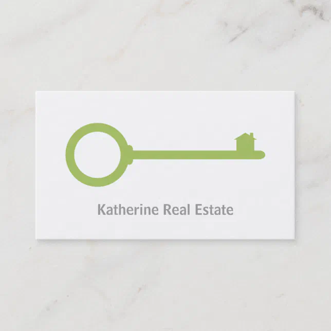 Minimalist Green Key Realtor Business Cards | Zazzle