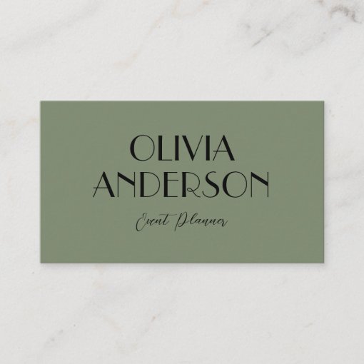 Minimalist Green Neutral Script Boho Chic Modern Business Card | Zazzle