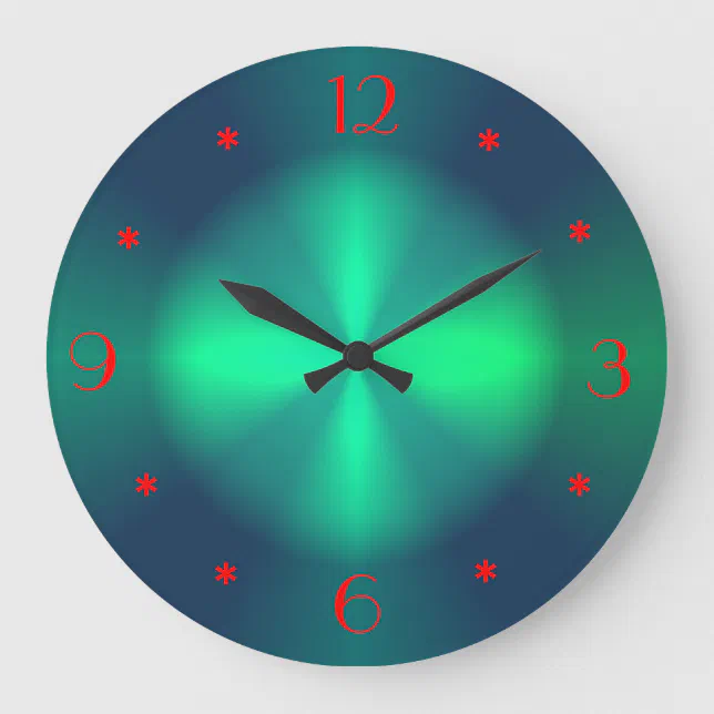 Minimalist Green Red Illuminated >Wall Clocks | Zazzle
