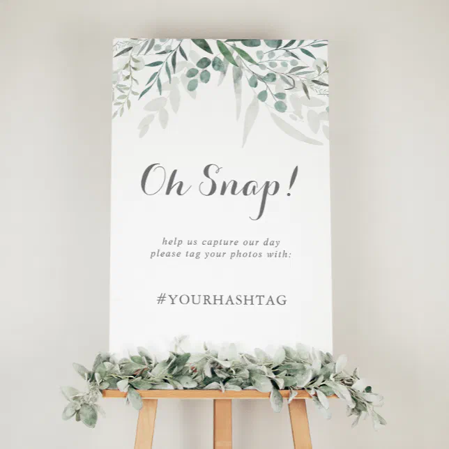 Minimalist Greenery Eucalyptus Wedding Oh Snap Poster | Zazzle