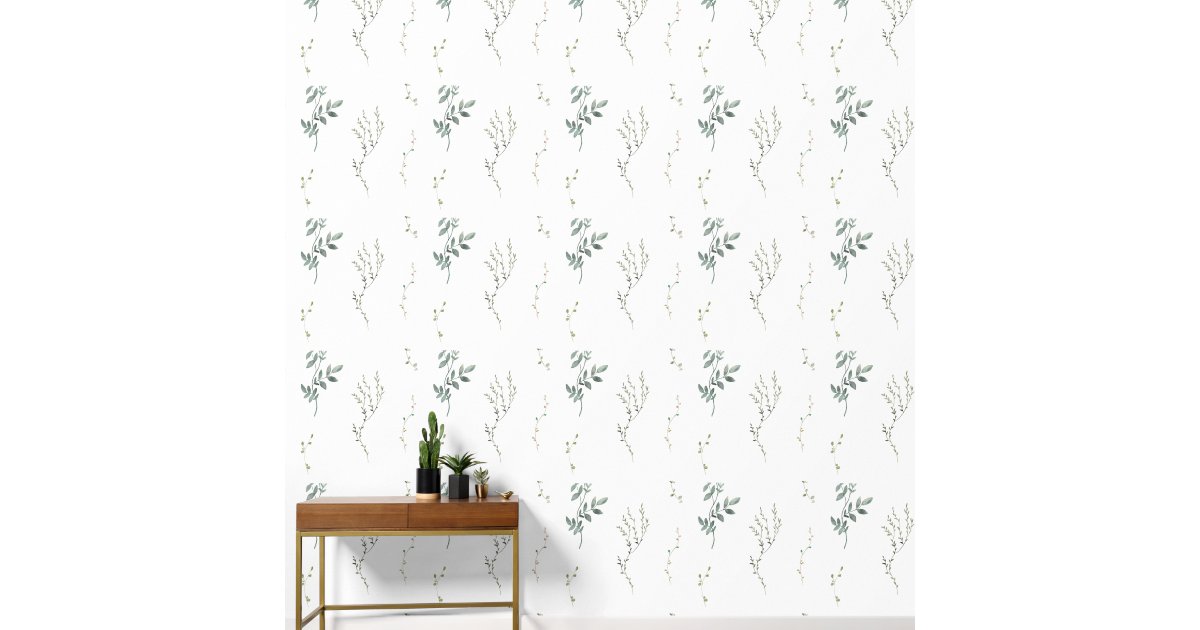Minimalist Greenery Foliage Wallpaper | Zazzle