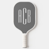 Minimalist Grey and White 3 Letter Monogrammed Pickleball Paddle | Zazzle