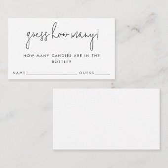 Minimalist Guess How Many Game Card | Zazzle