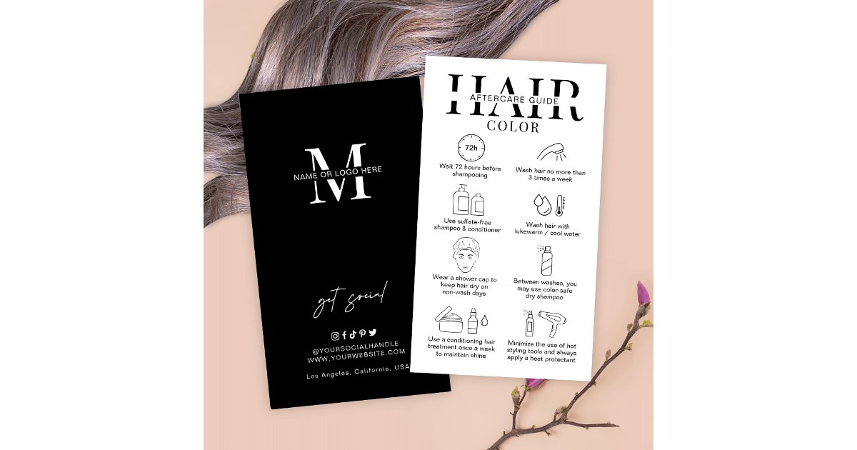 Minimalist Hair Color Aftercare Guide Hairstylist Business Card | Zazzle