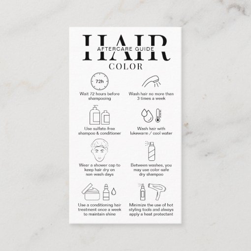 Minimalist Hair Color Aftercare Guide Hairstylist Business Card | Zazzle