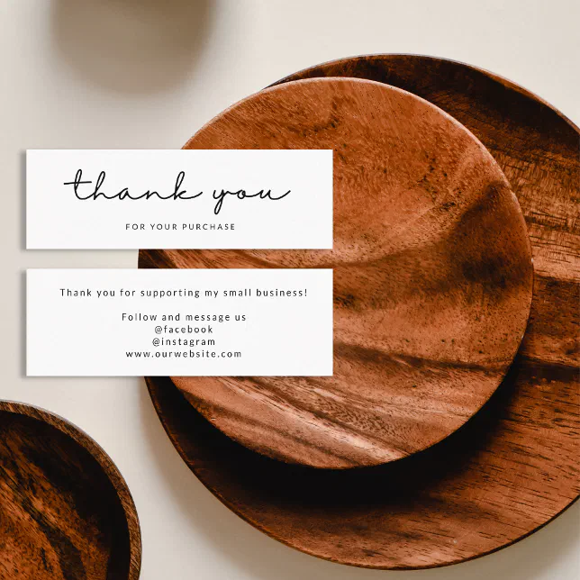 Minimalist Hand Written Thank You Mini Business Card | Zazzle