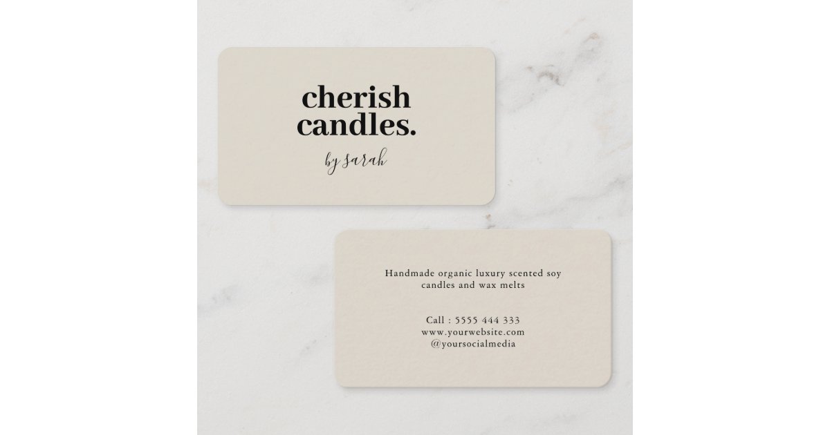 Minimalist Handmade Candle Business Card | Zazzle