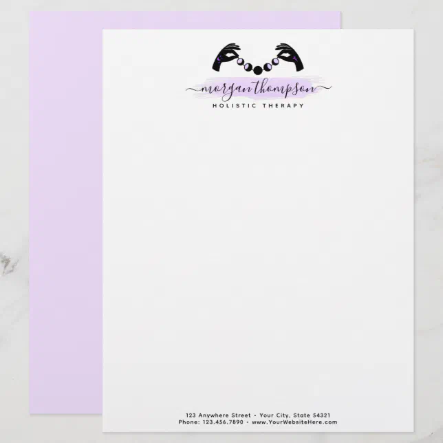 Minimalist Hands & Moon Phases Metaphysical Reiki Letterhead | Zazzle