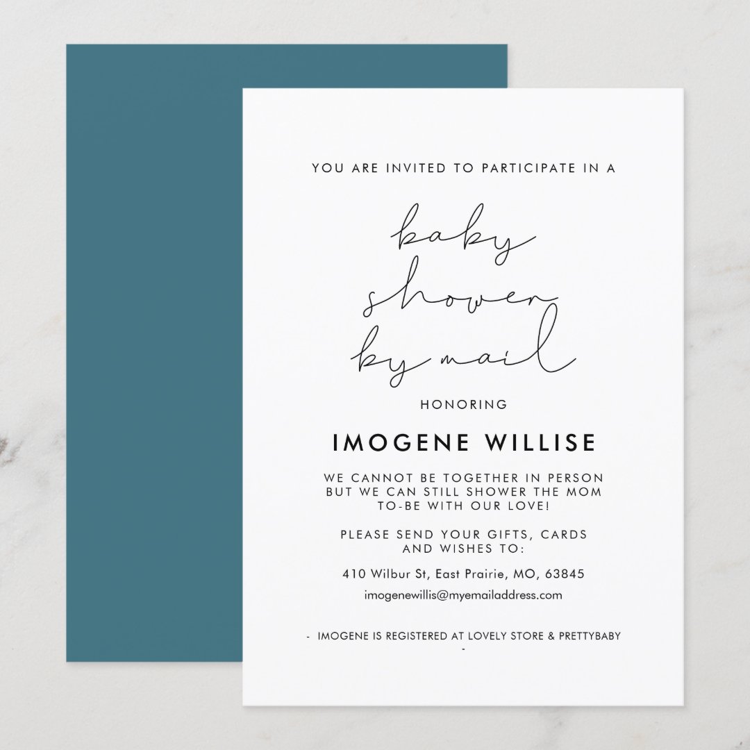Minimalist handwritten Baby shower by mail Invitation | Zazzle