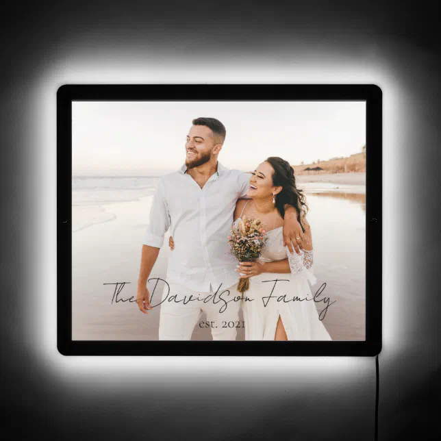 Minimalist Handwritten Calligraphy Family Name LED LED Sign | Zazzle