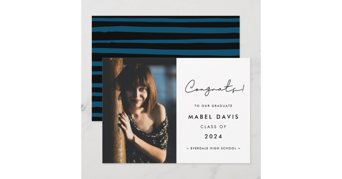 Minimalist handwritten Congratulations photo card | Zazzle