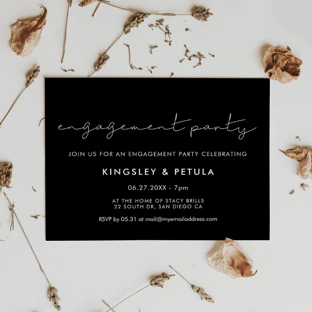 Minimalist handwritten Engagement party Postcard | Zazzle