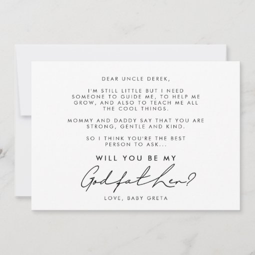 Minimalist handwritten Godfather proposal card | Zazzle