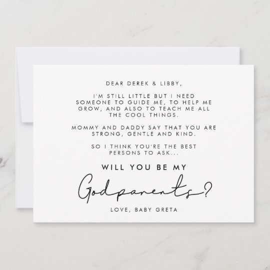 Minimalist handwritten Godparents proposal card | Zazzle.com