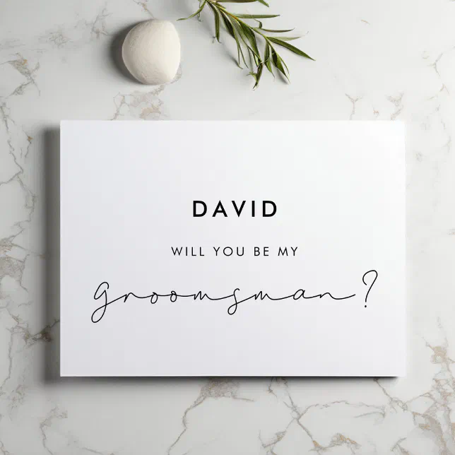 Minimalist handwritten groomsman proposal card | Zazzle