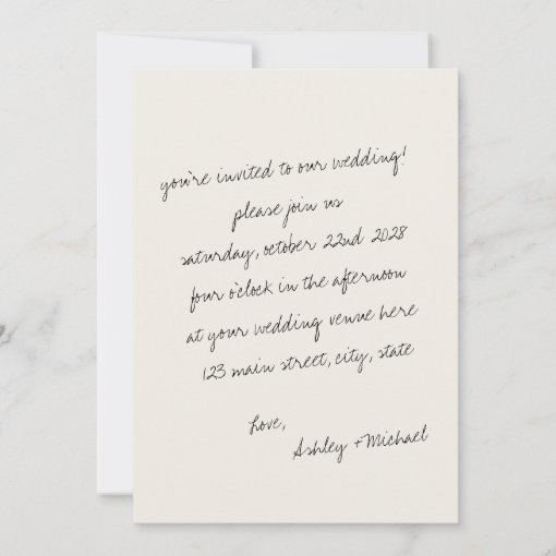Minimalist Handwritten Letter Wedding Invitation | Zazzle