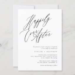 Minimalist Happily Ever After Script Photo Wedding Invitation | Zazzle