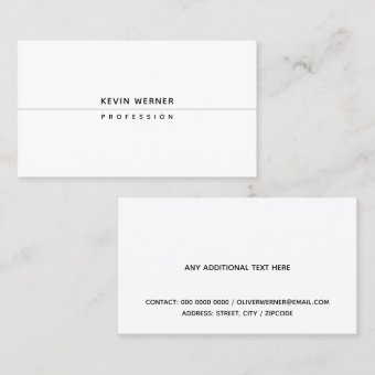 minimalist horizontal line white professional business card | Zazzle