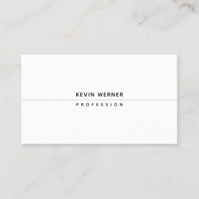 minimalist horizontal line white professional business card | Zazzle