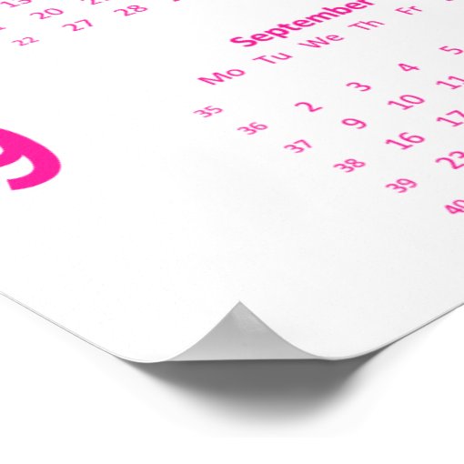 Minimalist Hot Pink Calendar 2019 Poster | Zazzle