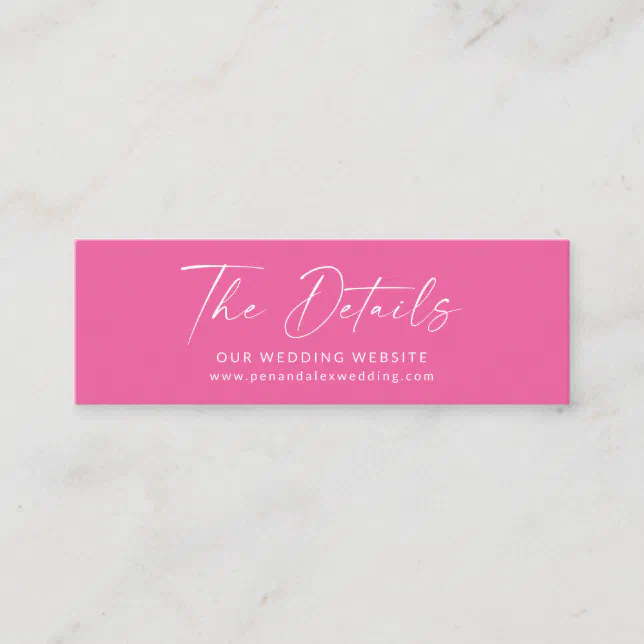 Minimalist Hot Pink Script Website Enclosure Card | Zazzle