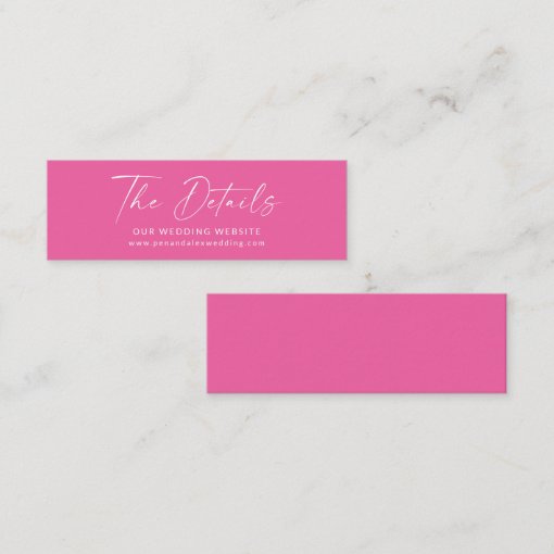 Minimalist Hot Pink Script Website Enclosure Card | Zazzle