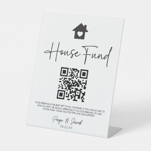 Minimalist House Fund QR Code Wedding Sign | Zazzle