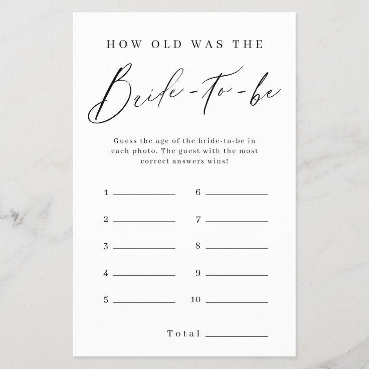 Minimalist how old was the bride game | Zazzle