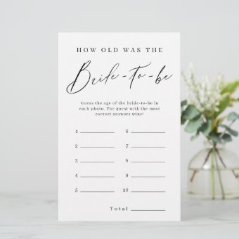 Minimalist how old was the bride game | Zazzle