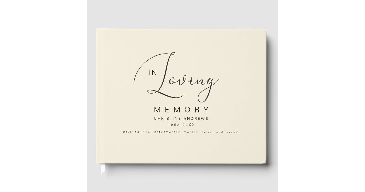 Minimalist In Loving Memory Funeral Guest Book | Zazzle