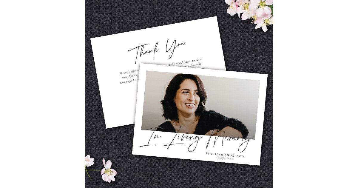 Minimalist In Loving Memory Memorial Photo Card | Zazzle