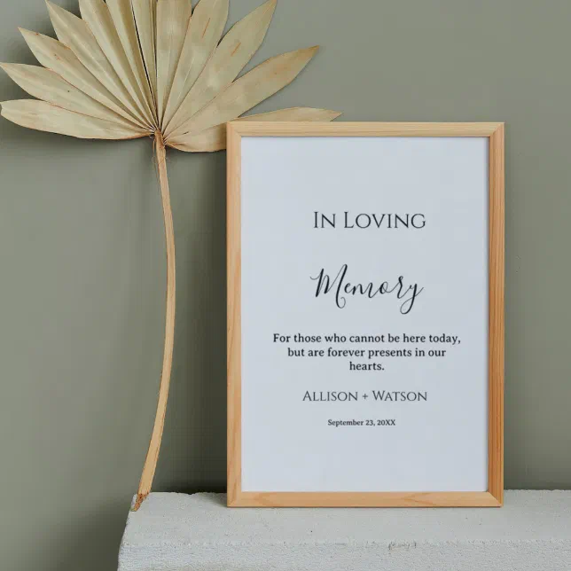 Minimalist in Loving memory sign wedding forever | Zazzle