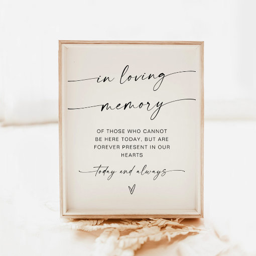 Minimalist In Loving Memory Sign | Wedding Sign | Zazzle