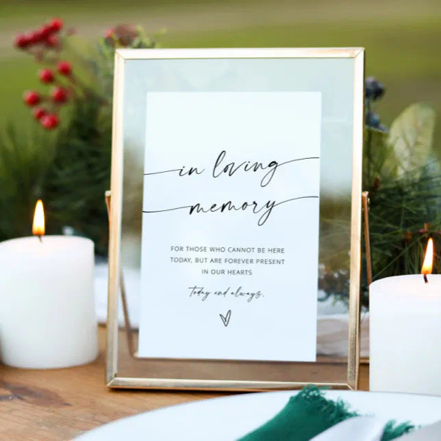 Minimalist In Loving Memory Wedding Sign | Zazzle
