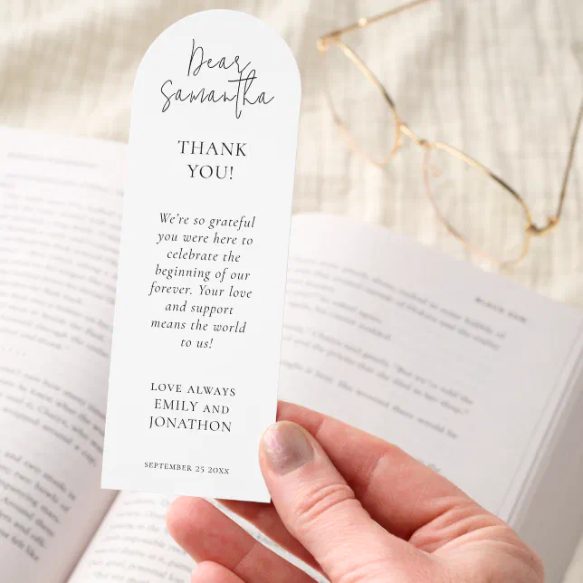 Minimalist Individual Guest Name wedding favor Bookmarks | Zazzle