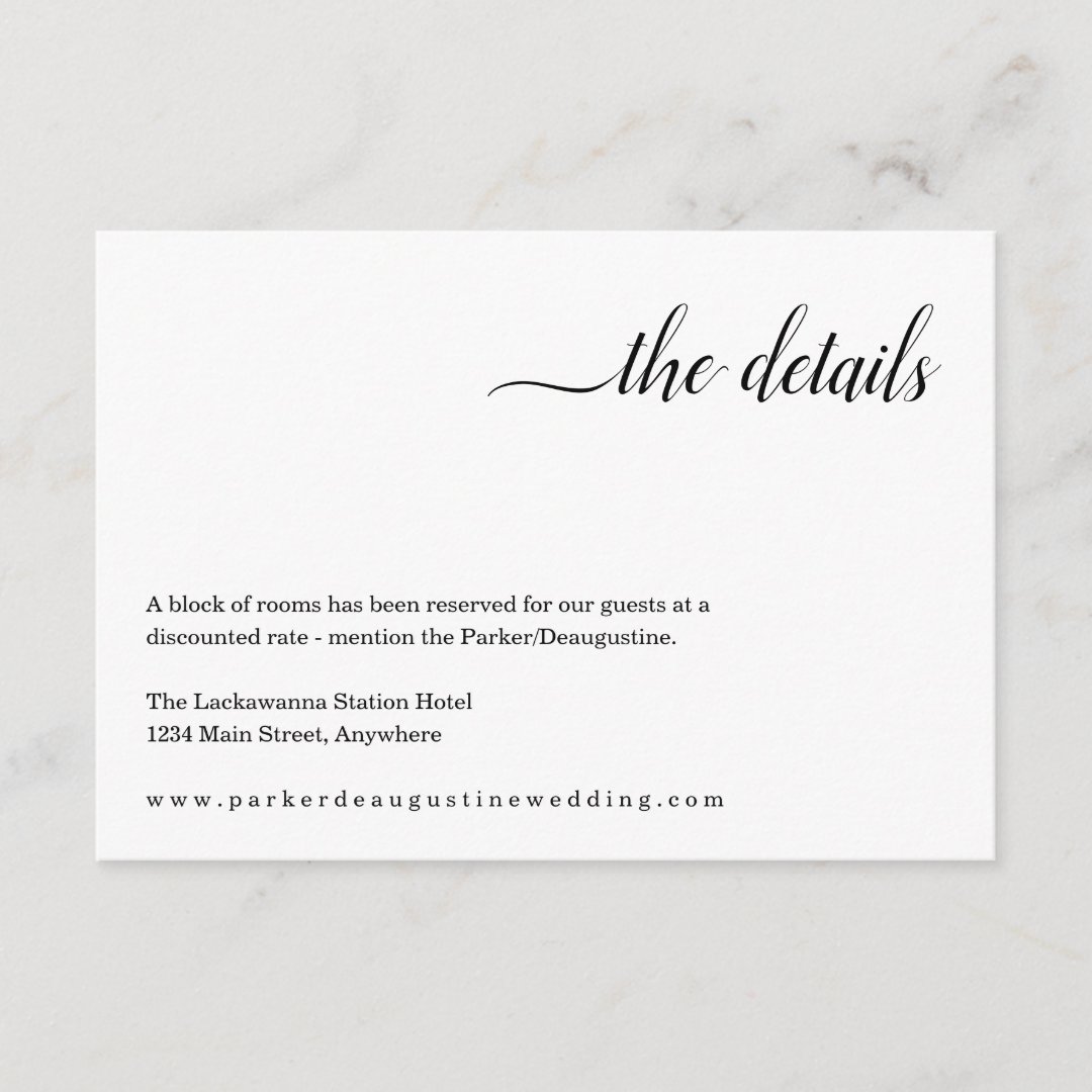 Minimalist Information / Details Enclosure Card | Zazzle