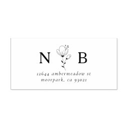 Minimalist Initials Floral Couple Return Address Rubber Stamp | Zazzle