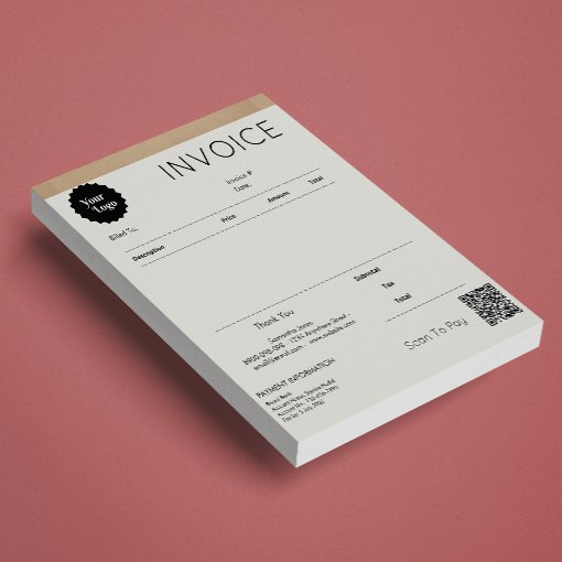 Minimalist Invoice Sales Receipt Small Business Notepad | Zazzle