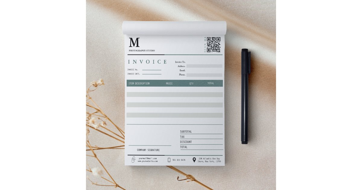 Minimalist Invoice Sales Receipt Small Business Notepad | Zazzle